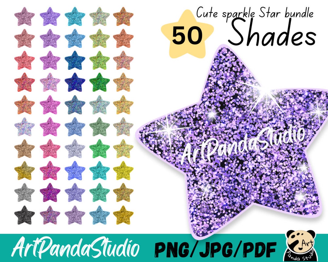 50 Cute Sparkling Glitter Stars Digital PNG | Glitter Clipart ...