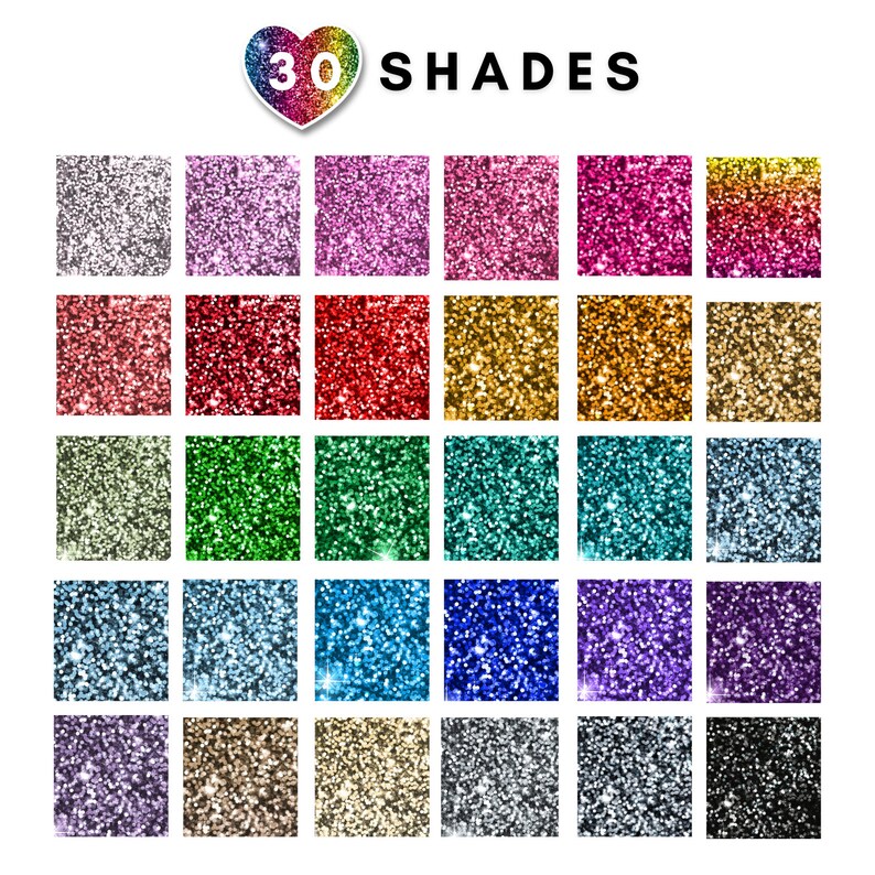 30 Glitter Hearts Clipart, Sparkling Hearts Clipart Bundle, Glittery ...