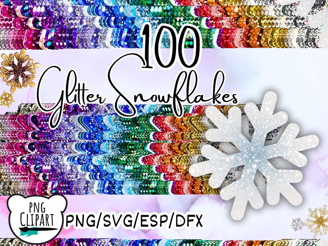100 - Glitter Snowflakes - Digital Download Snow - Glitter Snow Flake ...