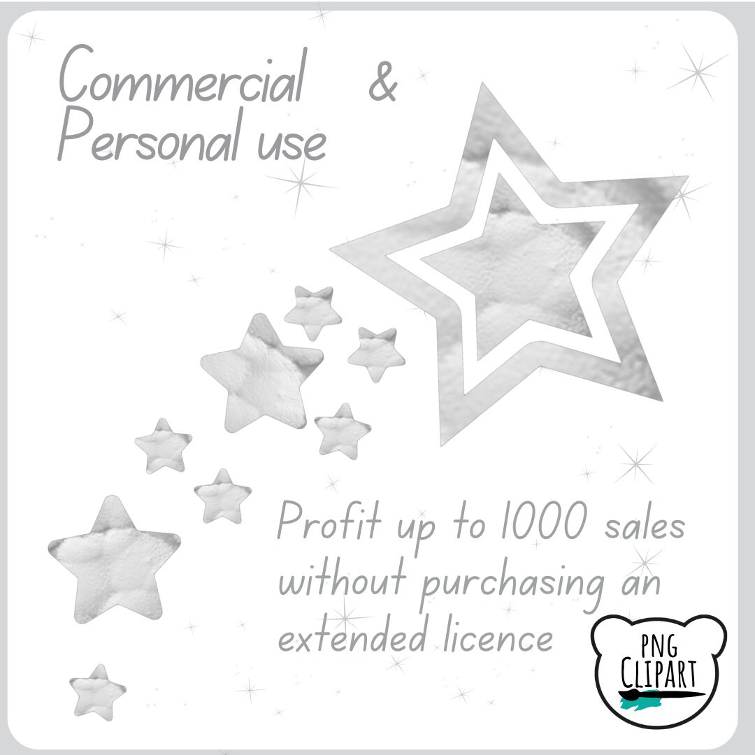 Shiny Glitter Stars Bundle | Shiny Foil Stars Clipart | Commercial Use ...