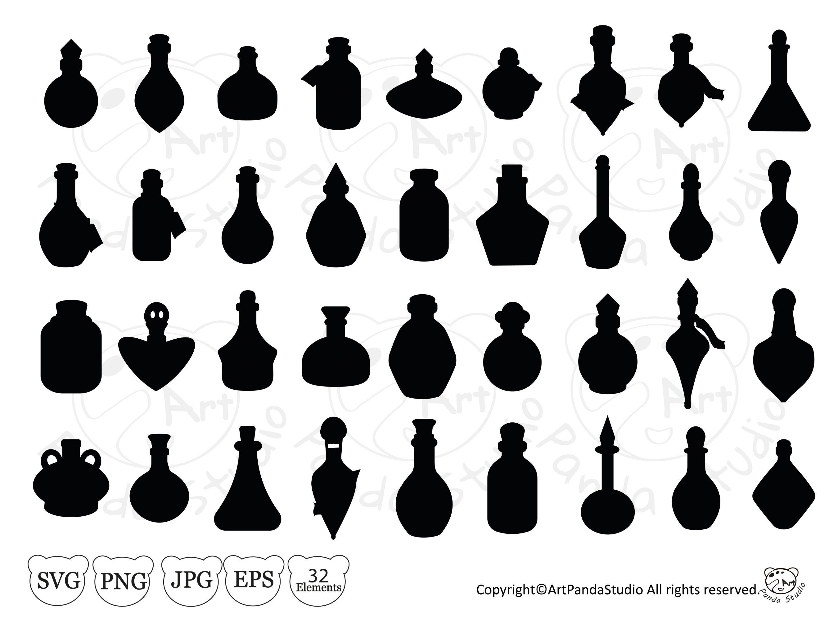 36 SVG Magic Potion Bottles, Witchcraft Spell Jars, Love Potion Bottles ...