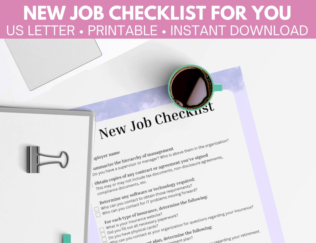New Job Checklist - Etsy