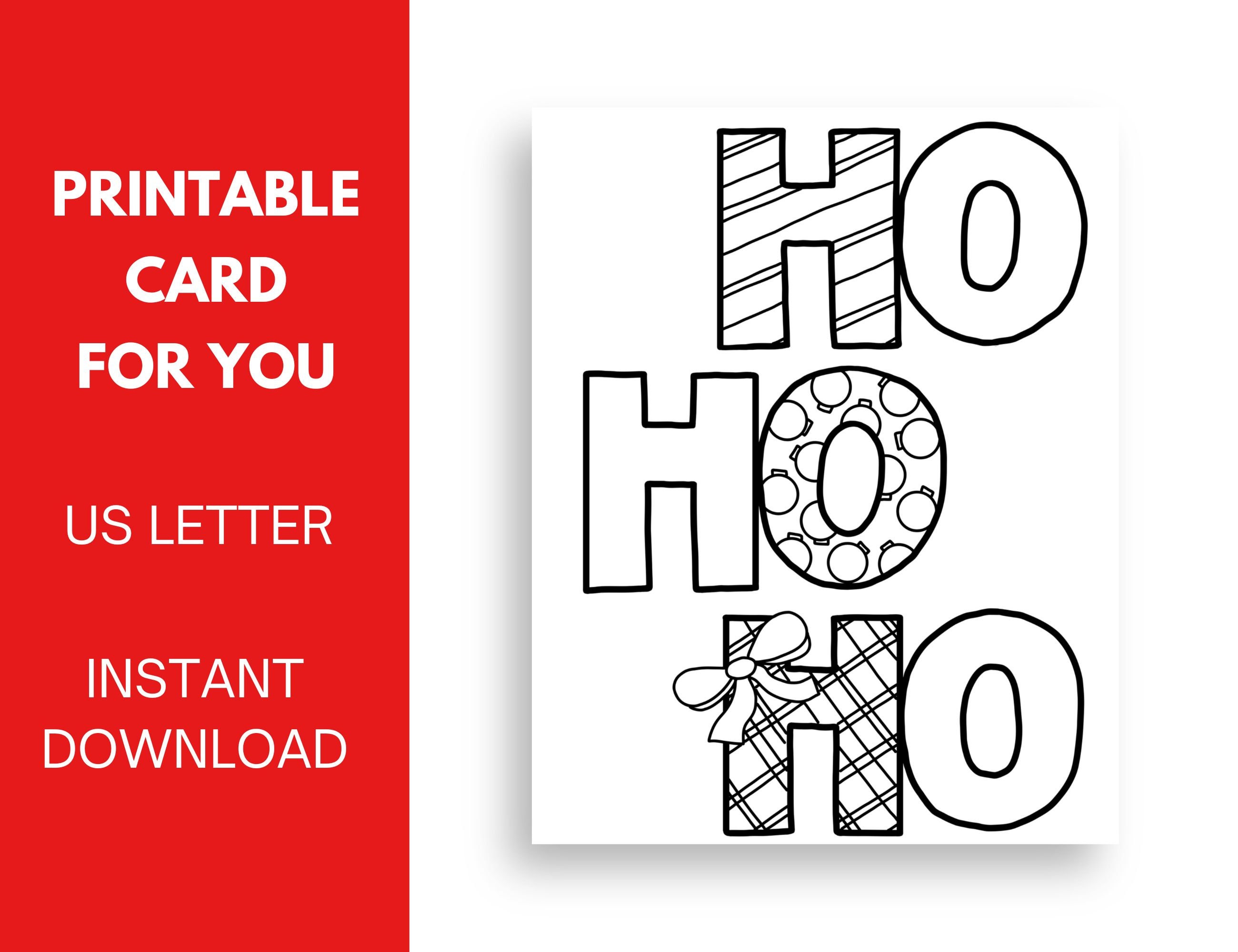Ho Ho Ho Printable Card for Coloring - Etsy