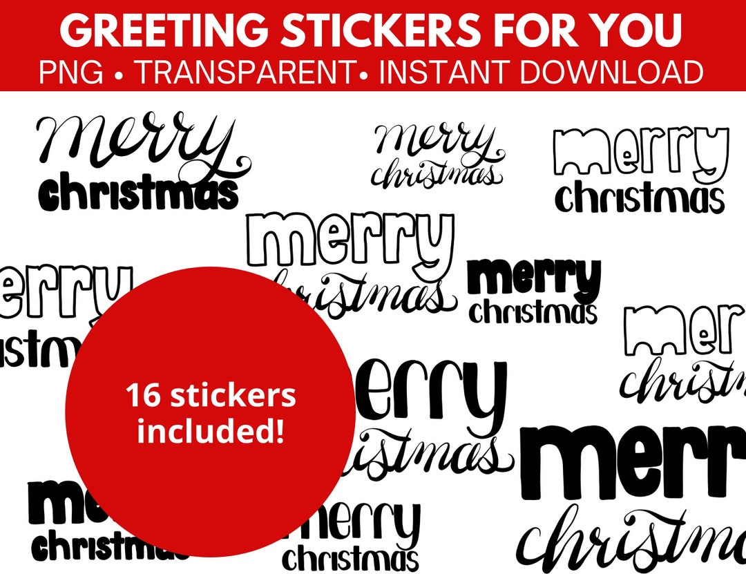 Merry Christmas Greeting Sticker Set - Etsy