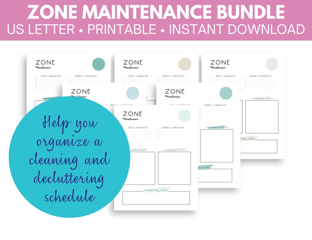 Blank Zone Maintenance Lists – Printable Cleaning Decluttering Template ...