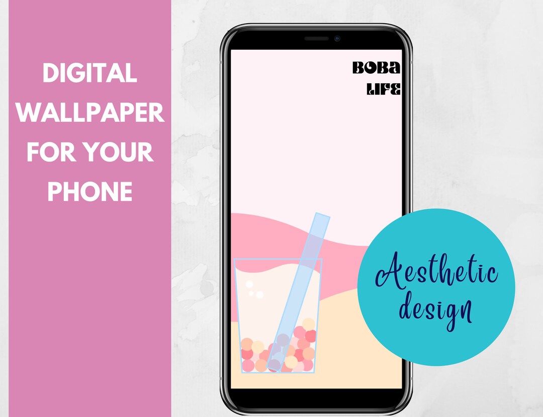 Fruity Boba Phone Wallpaper – Minimalist Kawaii Summer Art | Aesthetic ...