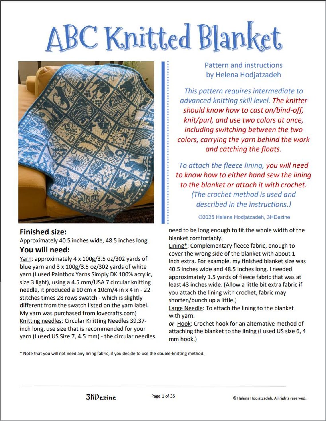 ABC Animal Knitted Blanket PDF PATTERN - Etsy