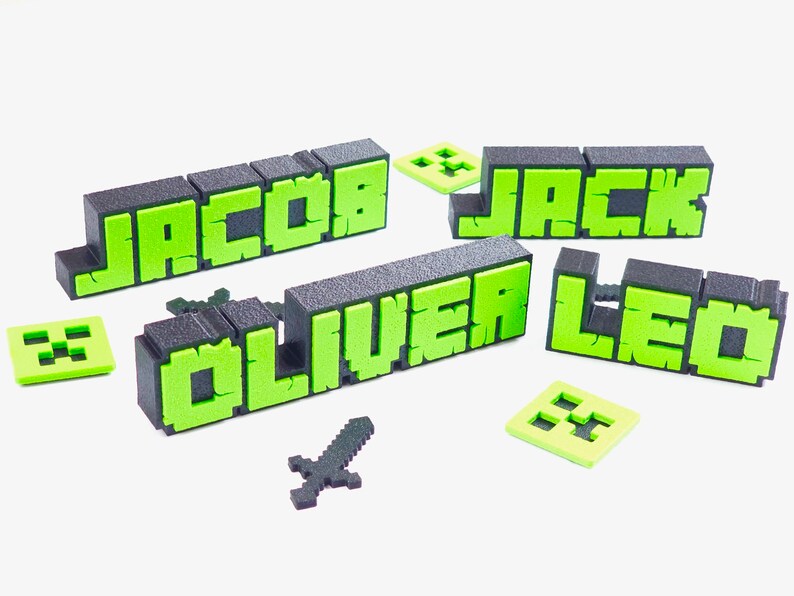 Custom Minecraft Name Sign Gaming Room Decor Gamer Wall Art Unique ...