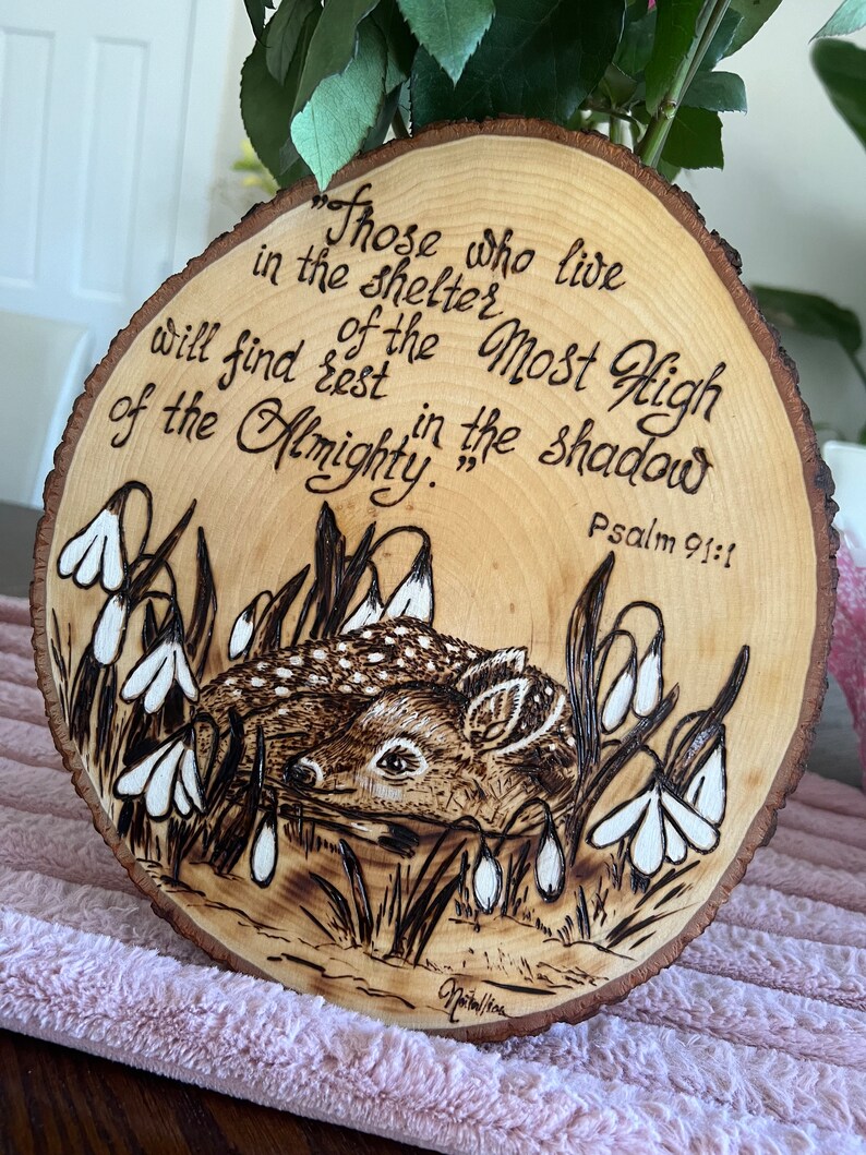 Wood Burning Art, Pyrography Art, Bible Verse Art, Psalm 91:1, Rustic ...