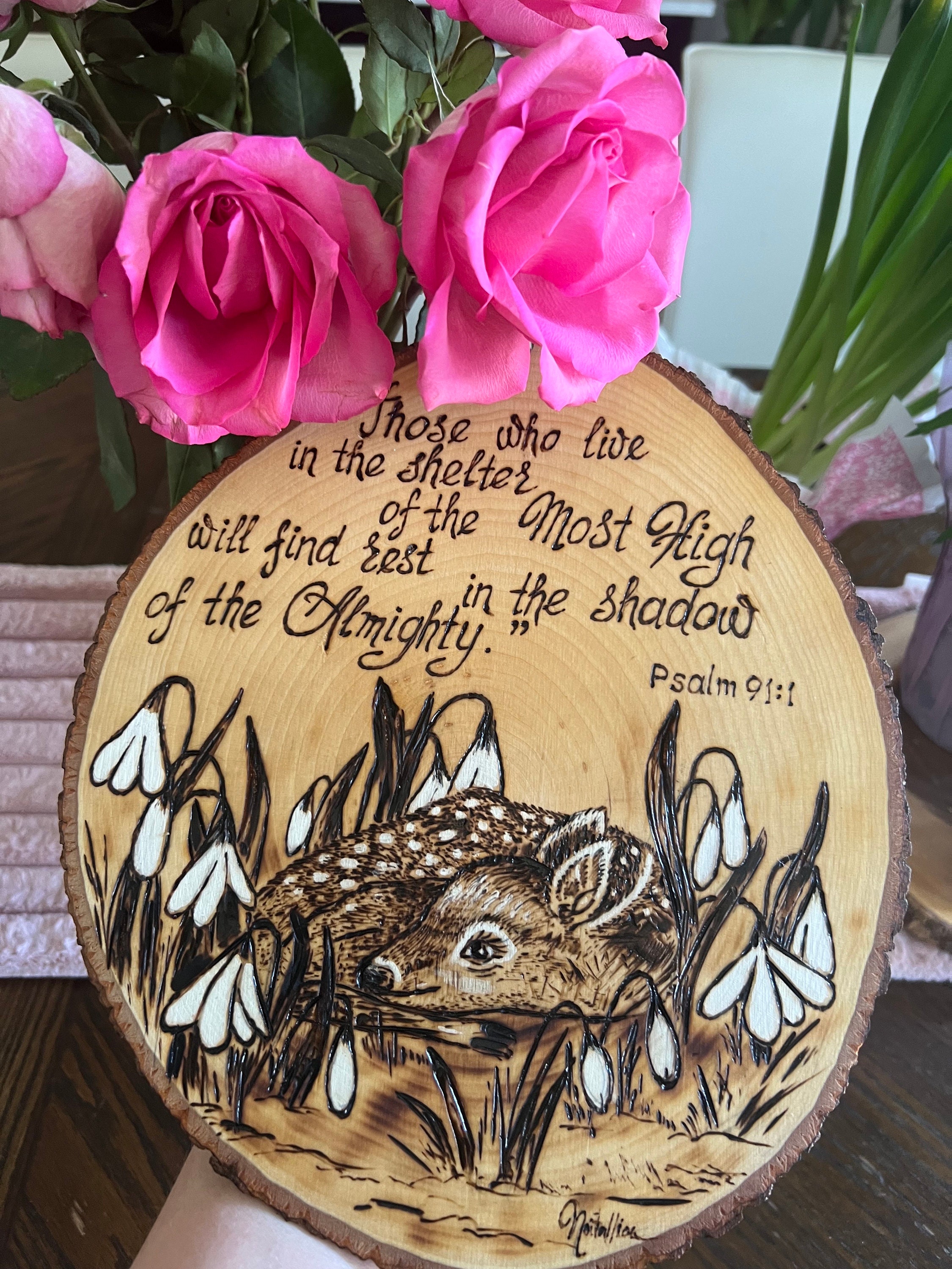 Wood Burning Art, Pyrography Art, Bible Verse Art, Psalm 91:1, Rustic ...