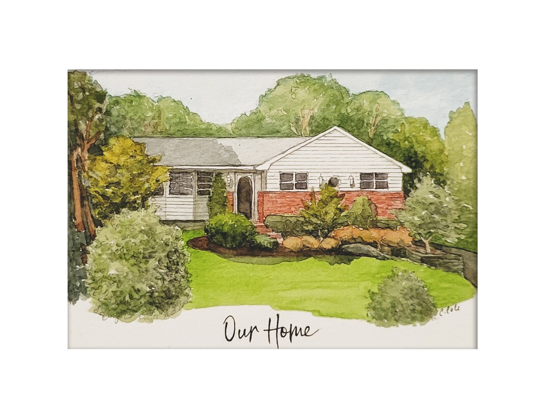 Hand Drawn Watercolor House Portrait, Drawing, Architectural Rendering ...