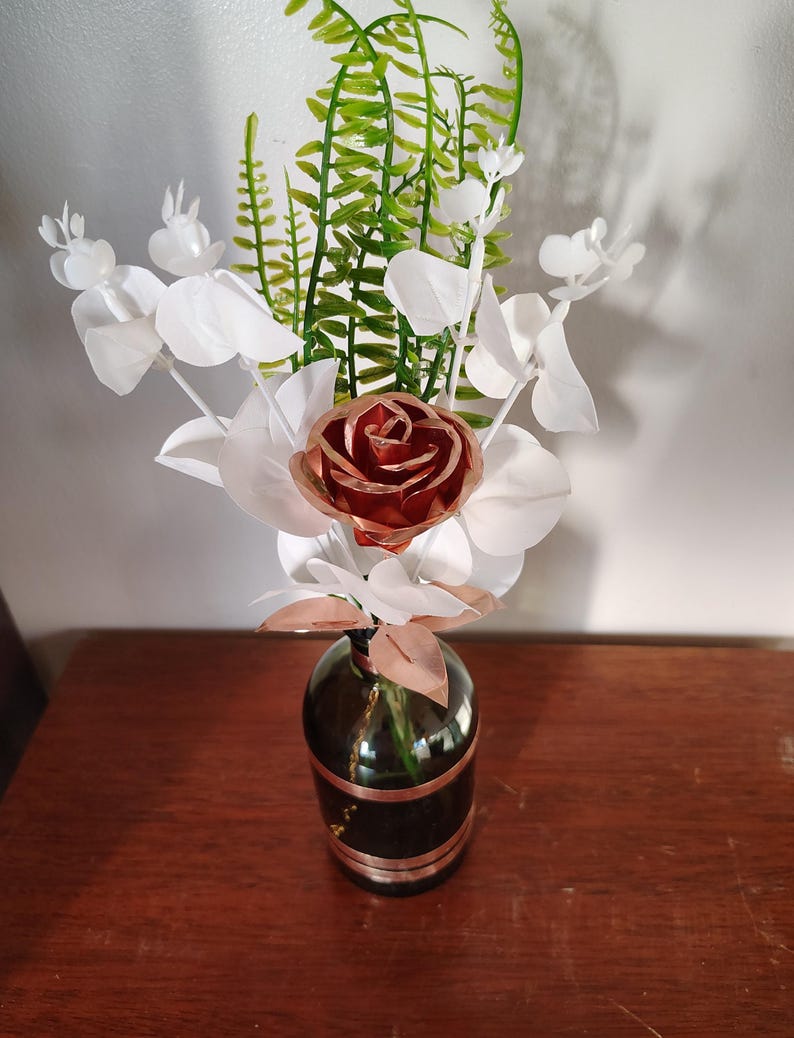 Hand Forged Copper Rose Bouquet in Vase - Etsy