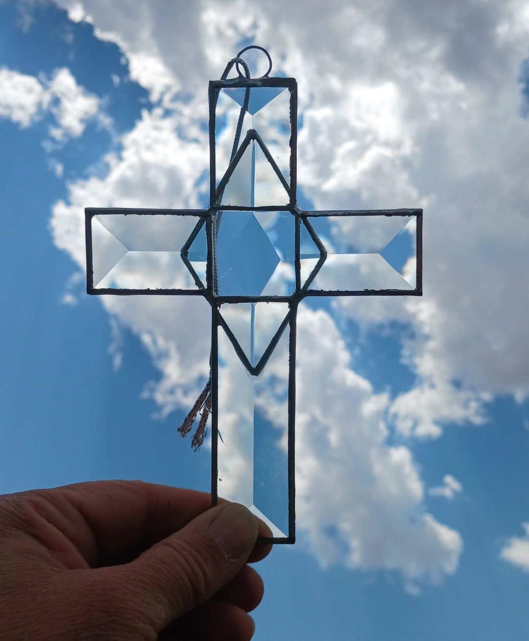 Cross Suncatcher Christian Gift Baptism First Communion Stained Glass ...