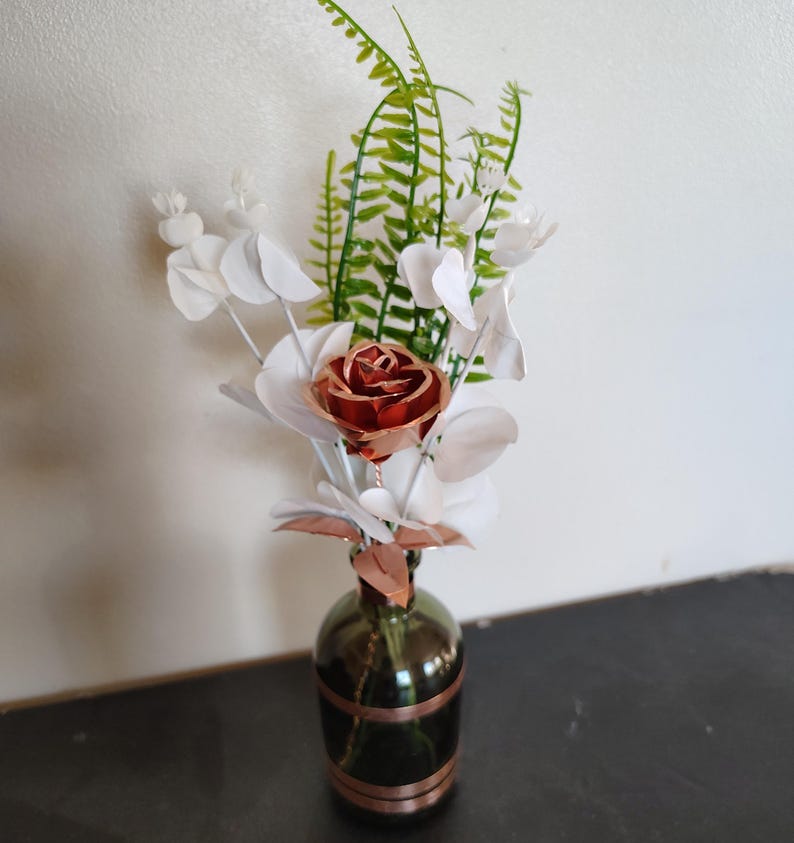 Hand Forged Copper Rose Bouquet in Vase - Etsy