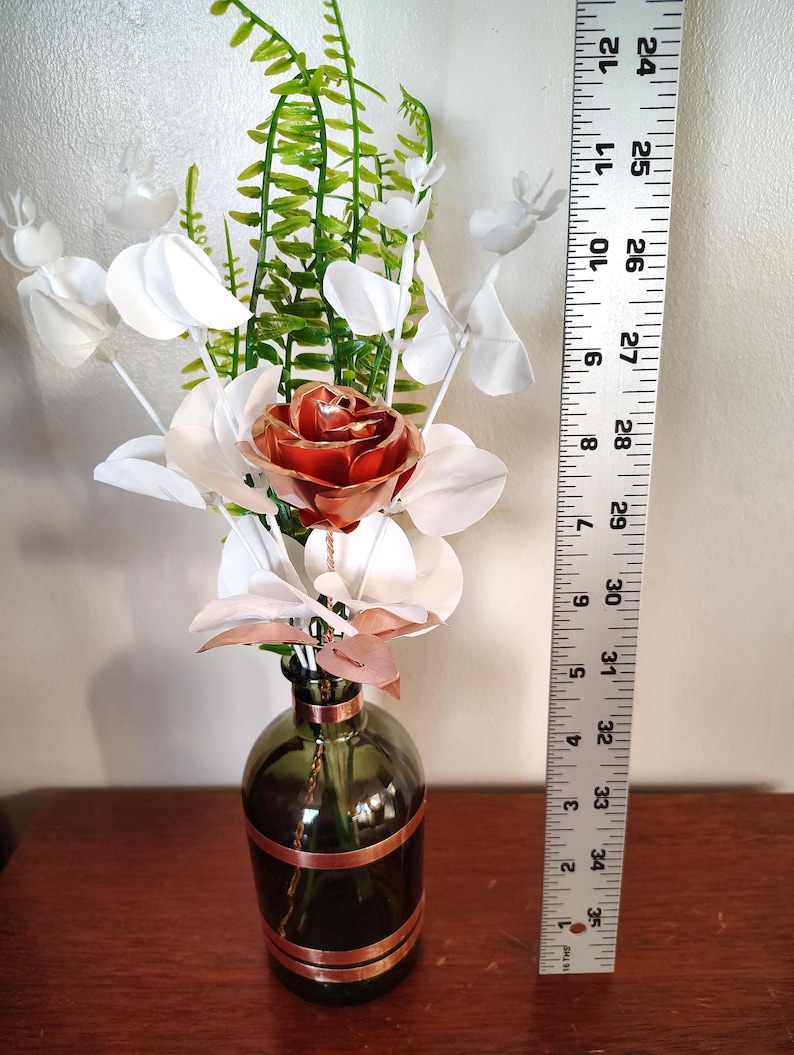 Hand Forged Copper Rose Bouquet in Vase - Etsy