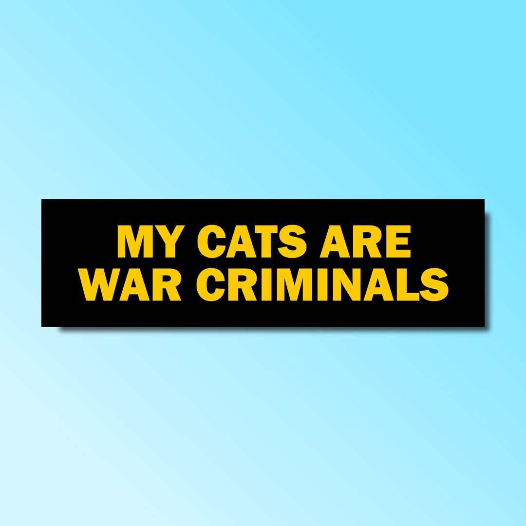 My Cats Are War Criminals Bumper Sticker, Funny Bumper Sticker, Silly ...