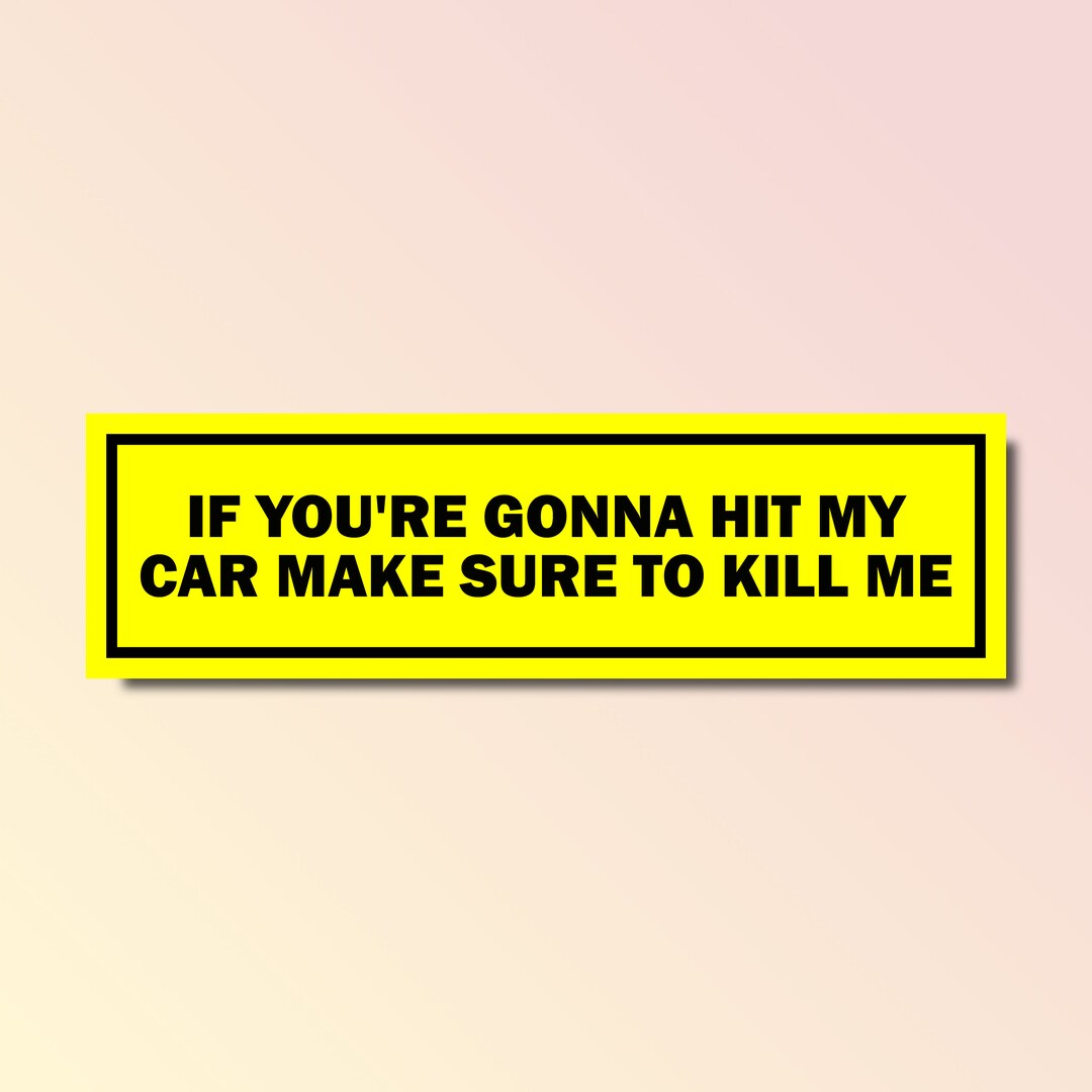 If You're Gonna Hit My Car Make Sure to Kill Me Bumper Sticker, Silly ...