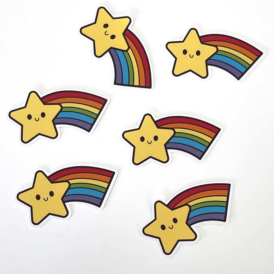 Rainbow Shooting Star Sticker - Etsy