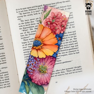 Floral Printable Bookmarks, Watercolor Flowers Digital Art, Botanical ...