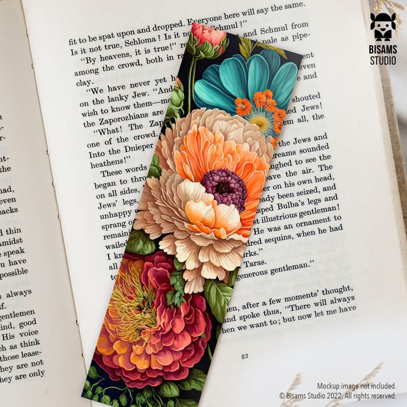 Floral Printable Bookmarks, Watercolor Flowers Digital Art, Botanical ...