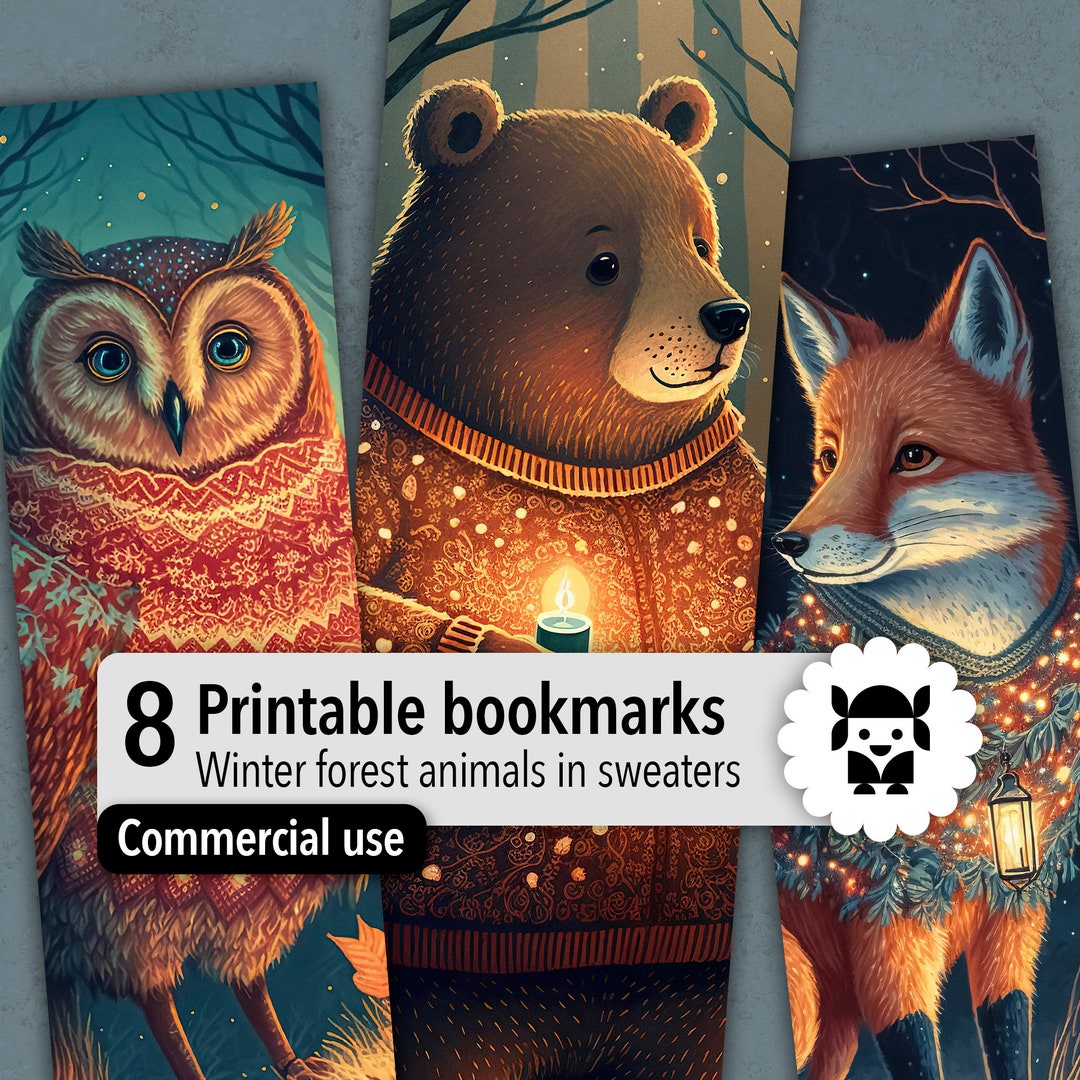 Printable Bookmarks Bundle With Winter Woodland Design. Book Lover Gift ...