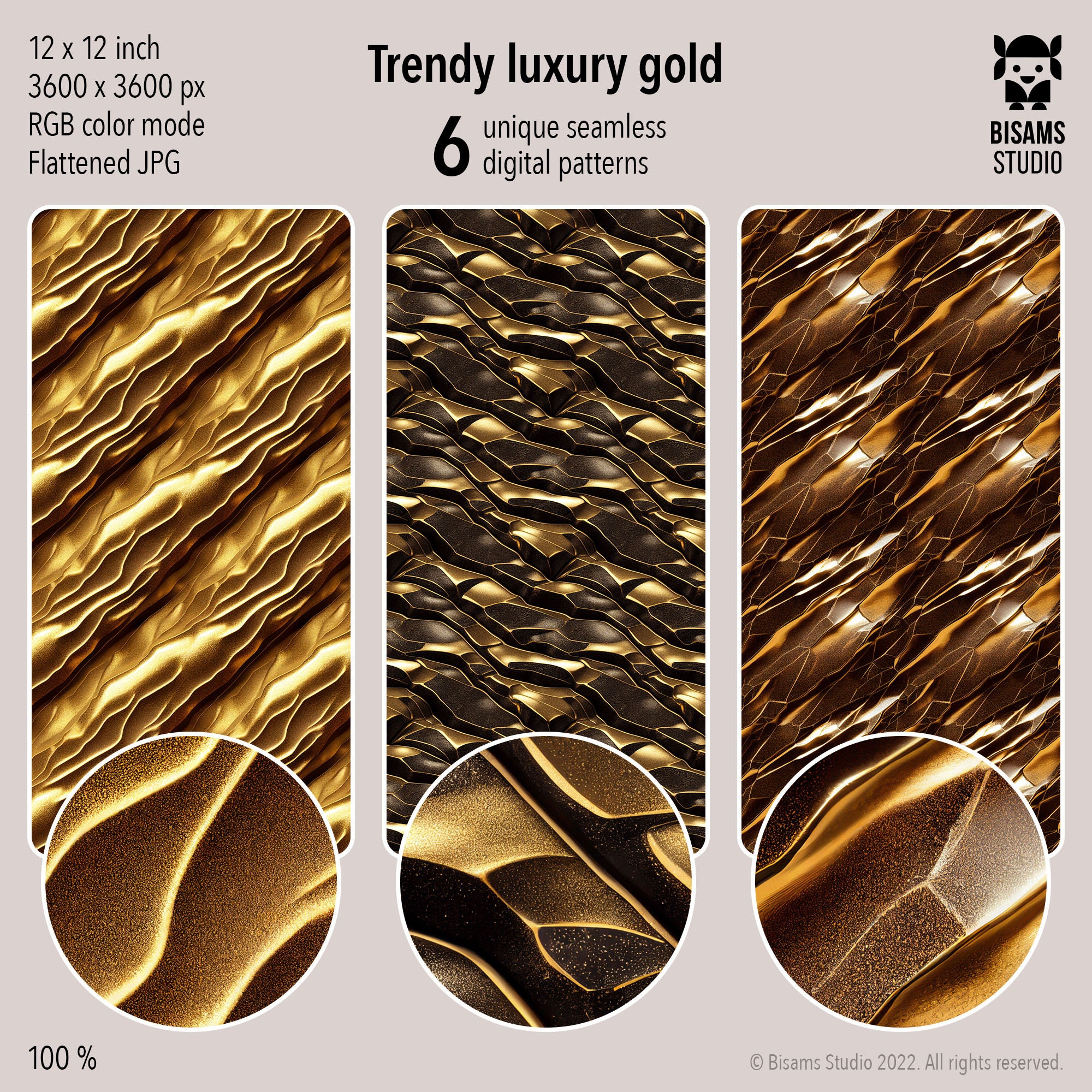 Gold Seamless Patterns, Golden Digital Papers, Luxury Glitter ...