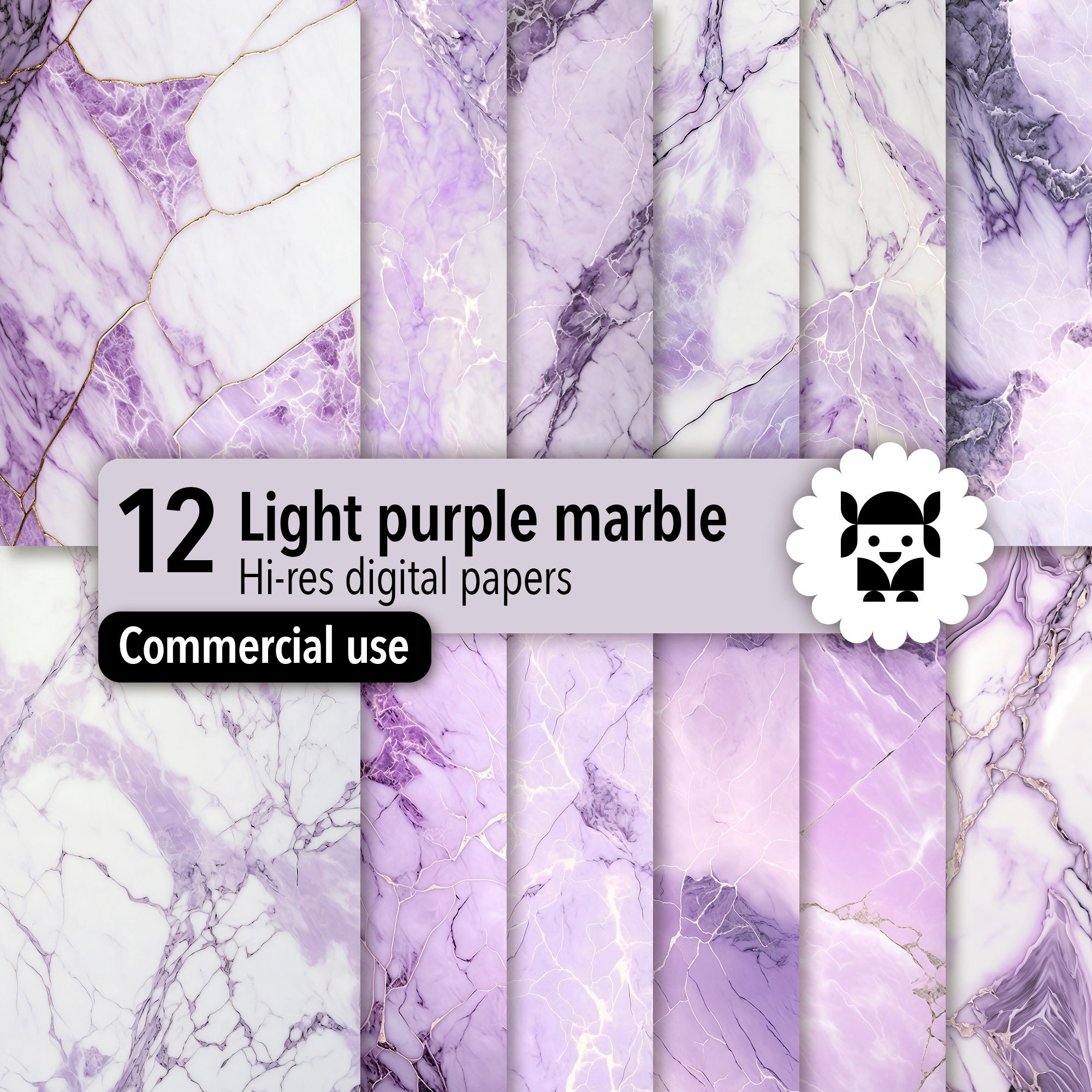 Light Purple Marble Digital Papers, Luxury Stone Texture Backgrounds ...
