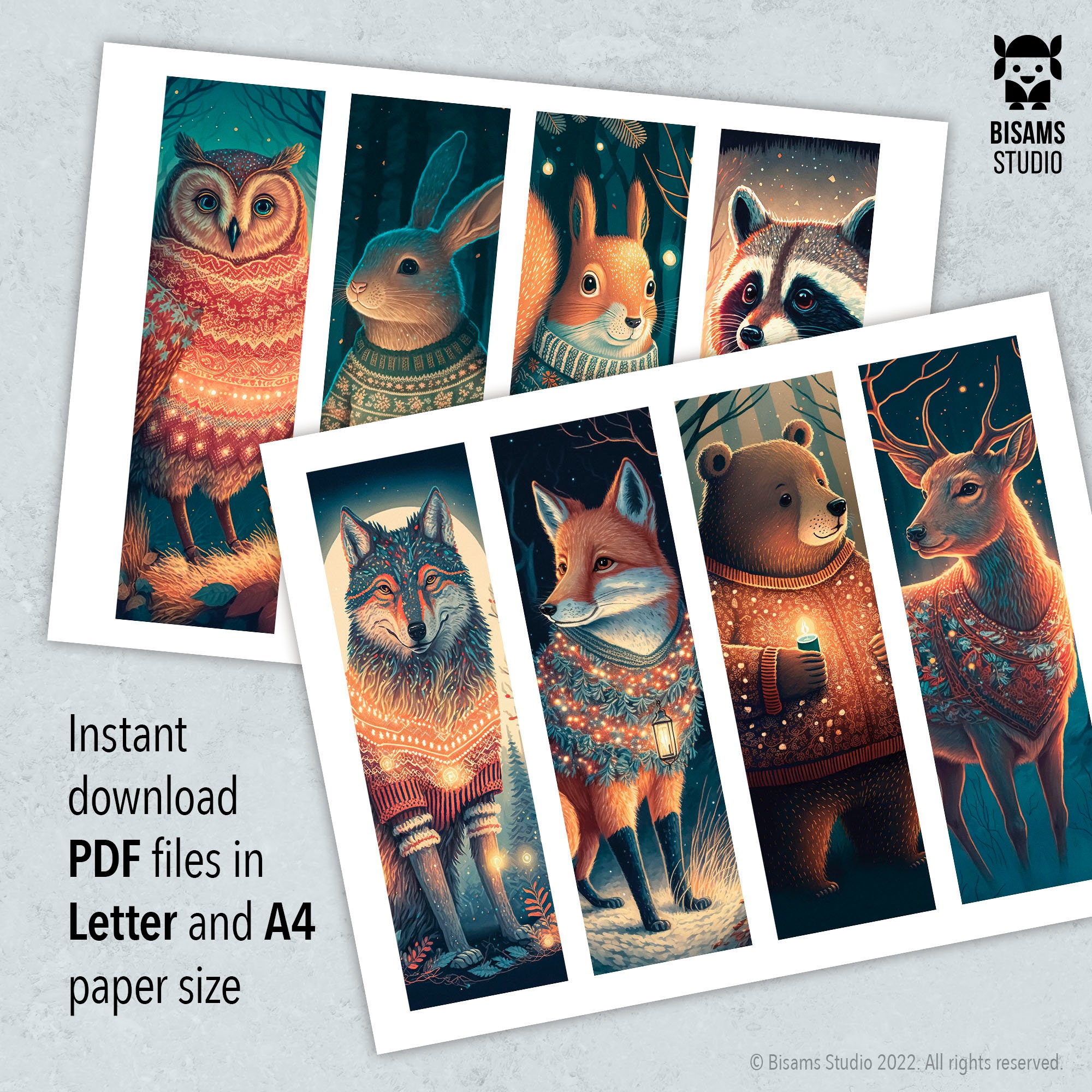Printable Bookmarks Bundle With Winter Woodland Design. Book Lover Gift ...