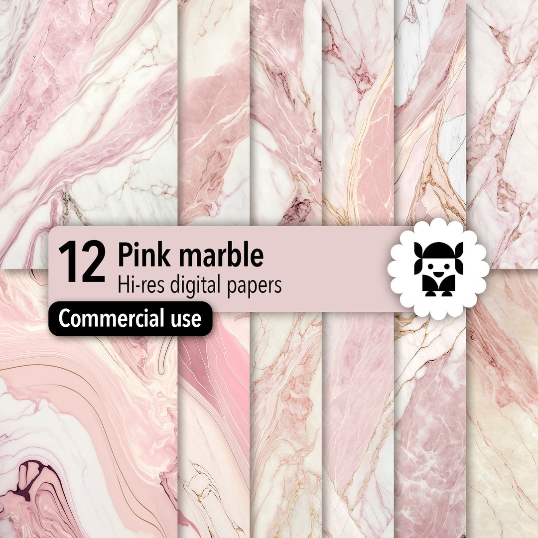 Pink Marble Digital Papers, Luxury Stone Texture Backgrounds, Instant ...