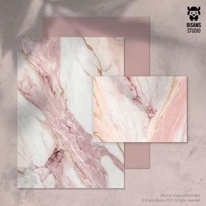 Pink Marble Digital Papers, Luxury Stone Texture Backgrounds, Instant Download, Commercial Use ...
