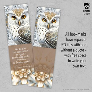 Printable Bookmarks With Mystic Owls Design and Book Quotes. Instant ...