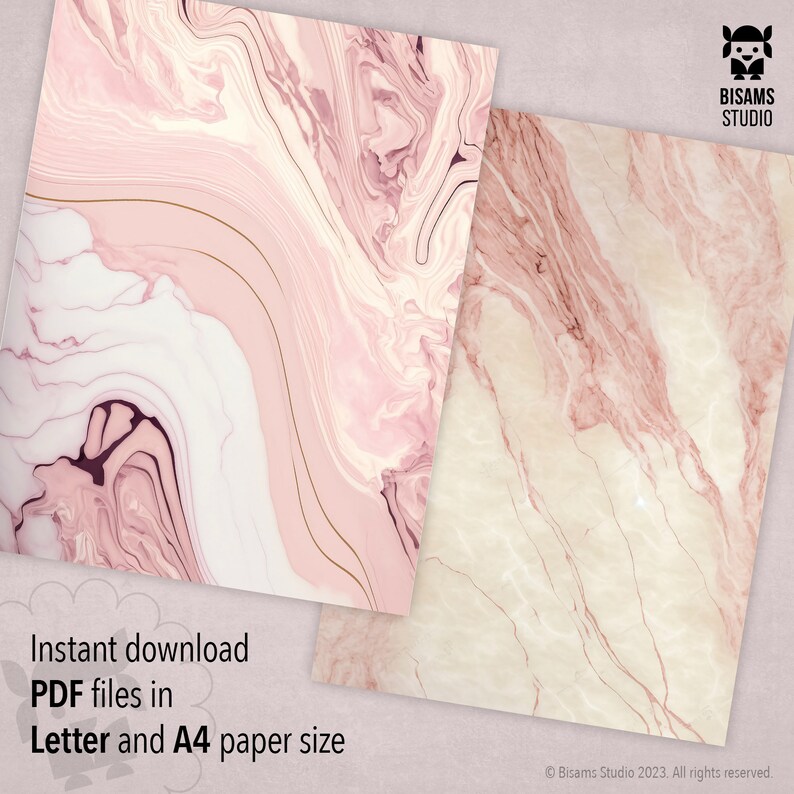 Pink Marble Digital Papers, Luxury Stone Texture Backgrounds, Instant ...