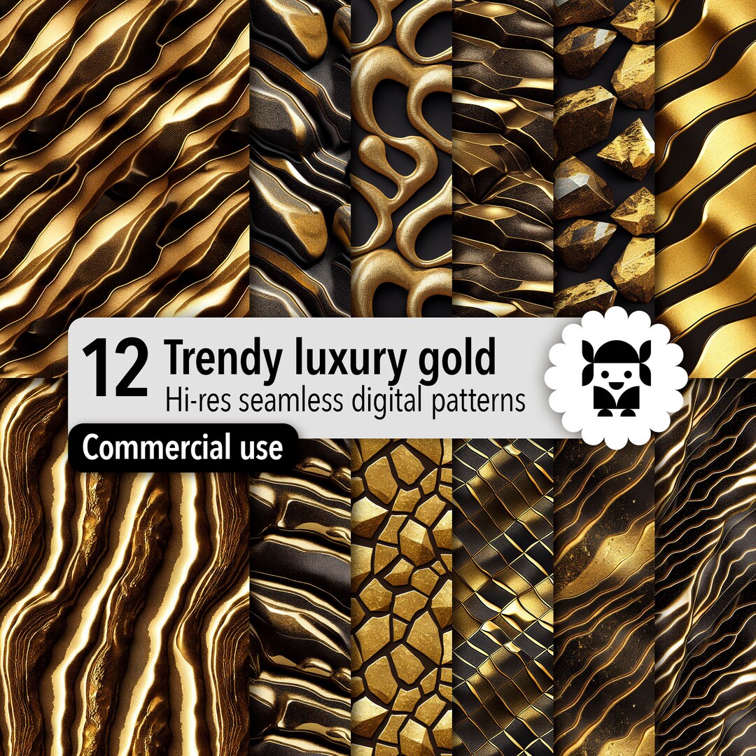 Gold Seamless Patterns Golden Printable Digital Papers - Etsy