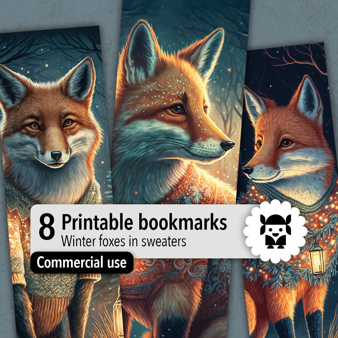 Printable Bookmarks Bundle With Winter Foxes Design. Book Lover Gift ...
