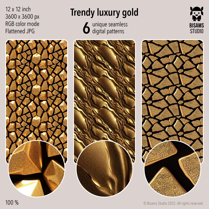 Gold Seamless Patterns, Golden Digital Papers, Luxury Glitter ...