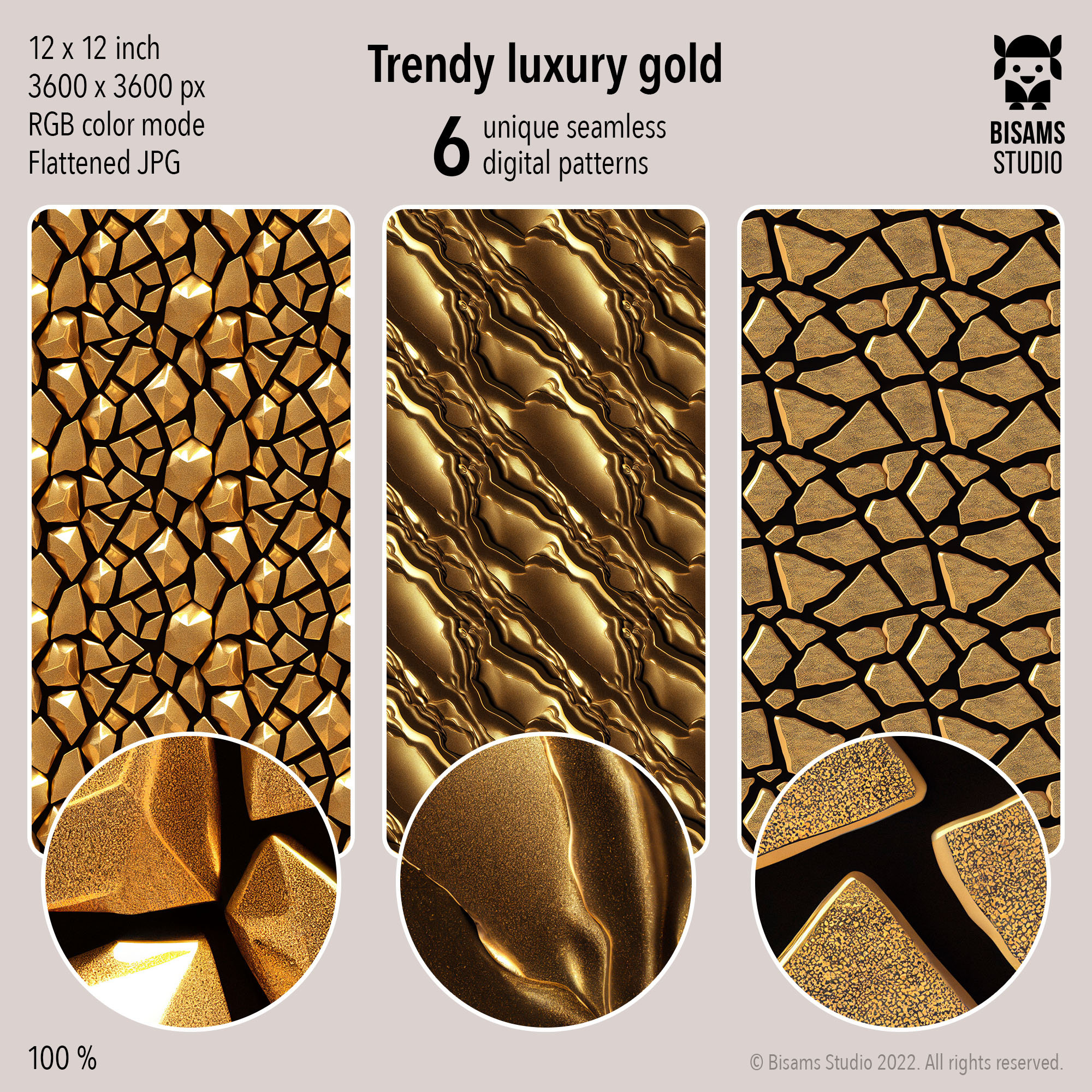 Gold Seamless Patterns, Golden Digital Papers, Luxury Glitter ...