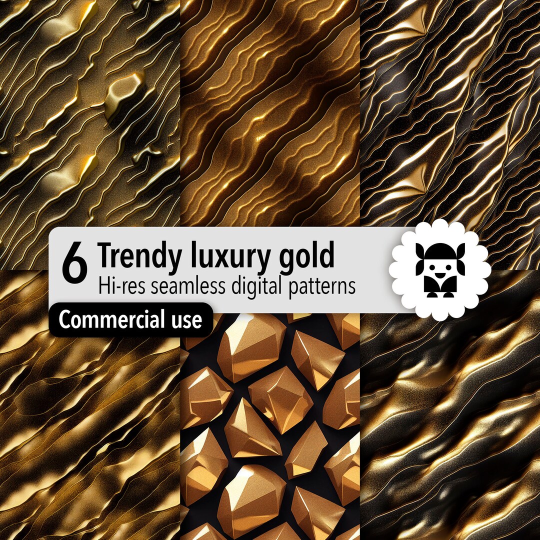 Gold Seamless Patterns, Golden Digital Papers, Luxury Glitter ...