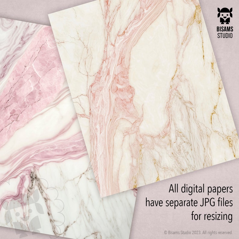 Pink Marble Digital Papers, Luxury Stone Texture Backgrounds, Instant ...