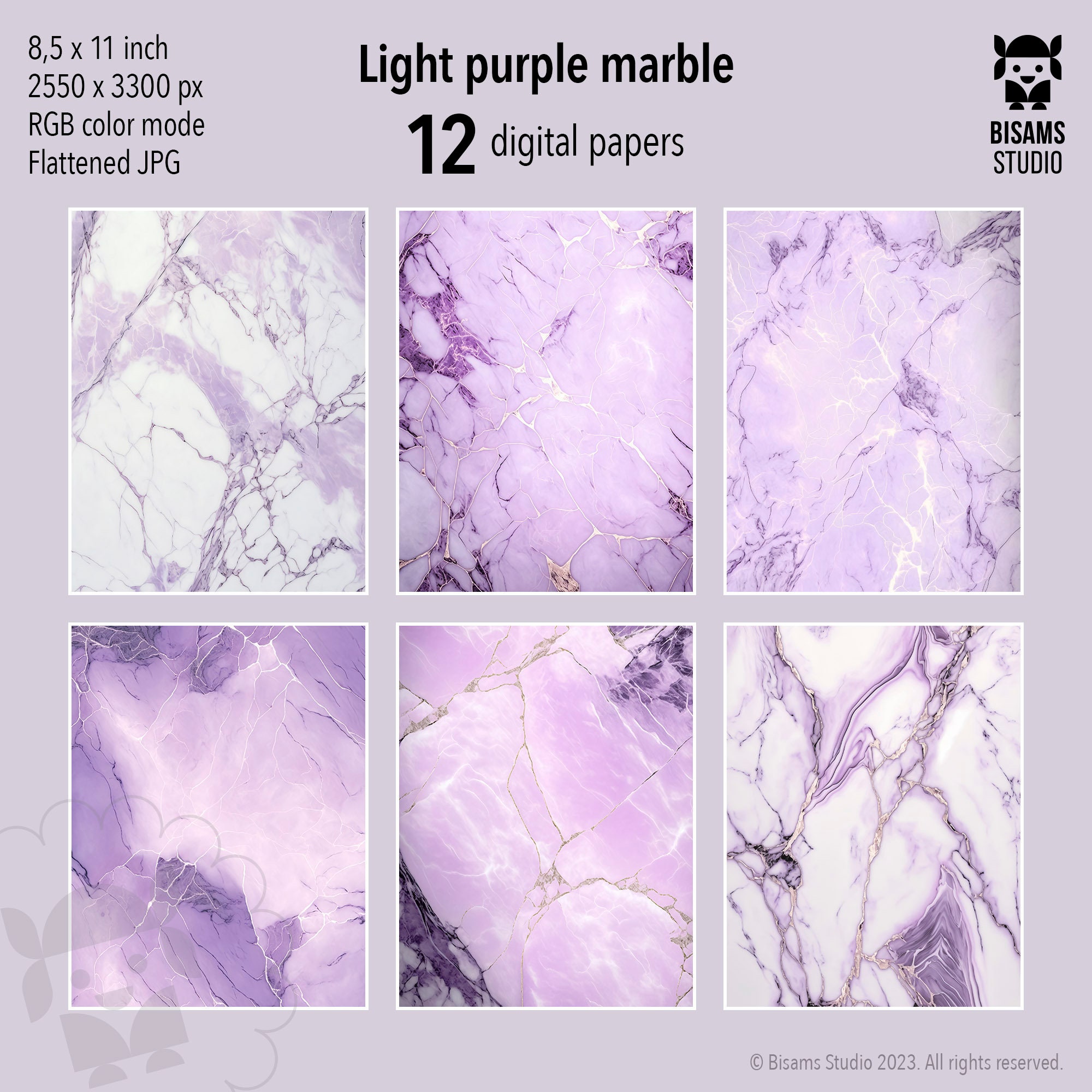 Light Purple Marble Digital Papers, Luxury Stone Texture Backgrounds ...