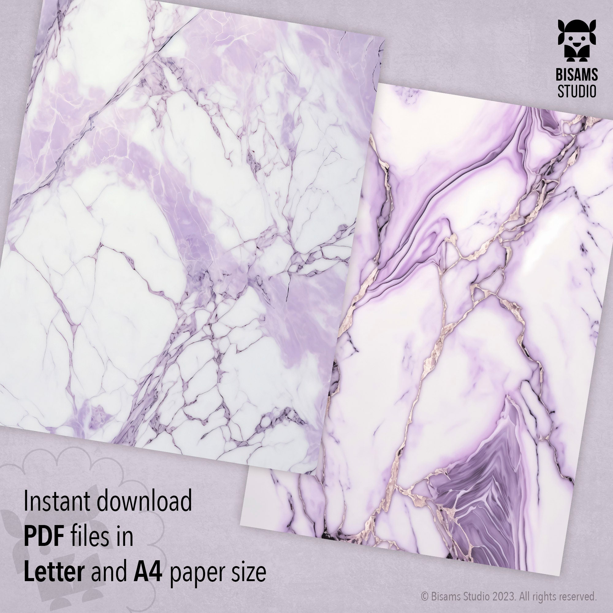 Light Purple Marble Digital Papers, Luxury Stone Texture Backgrounds ...