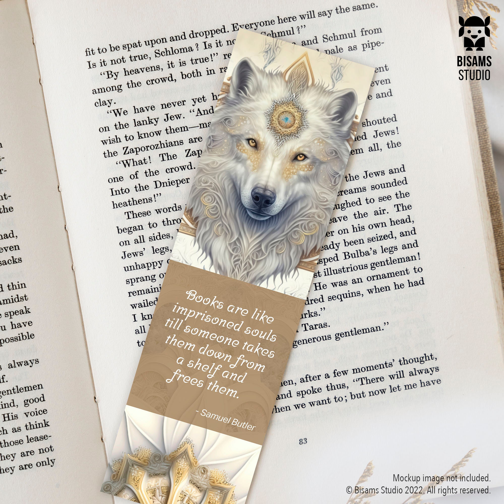 Printable Bookmarks With Mystic Wolfs Design and Book Quotes. Instant ...