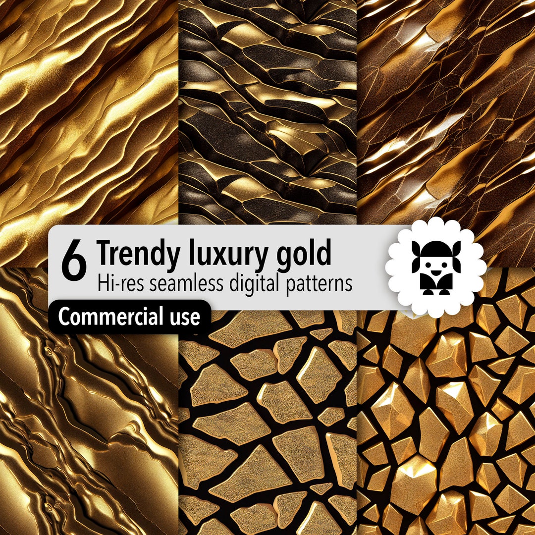 Gold Seamless Patterns, Golden Digital Papers, Luxury Glitter ...
