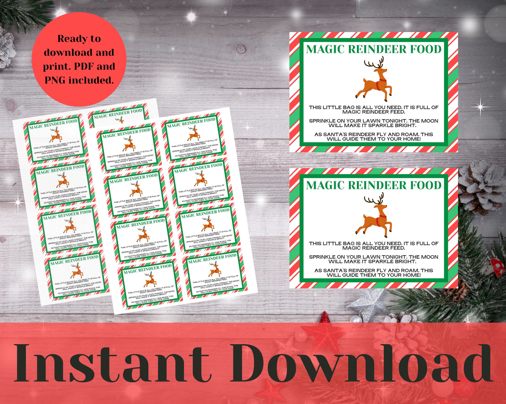 Magic Reindeer Food Printable Tag, Christmas Card, Kids Christmas ...