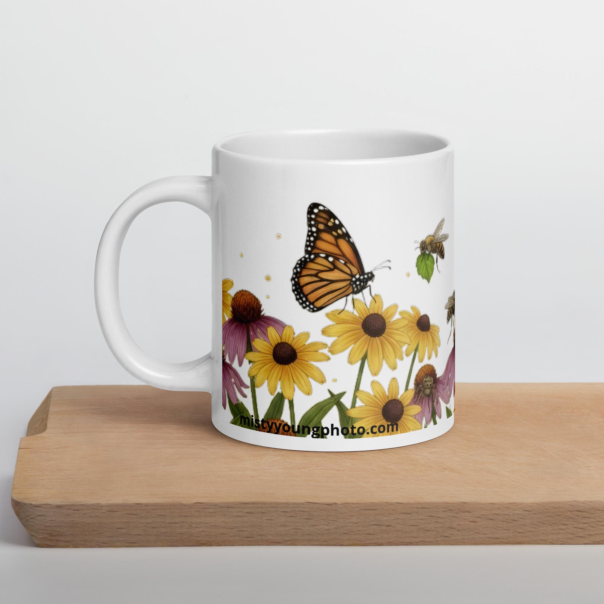 Panoramic Garden Insects Mug, Monarch Butterfly Tiger Swallowtail Bees ...