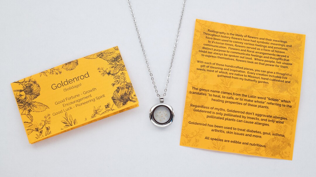 Goldenrod Floriography Wildflower Necklace / Keychain Unique ...