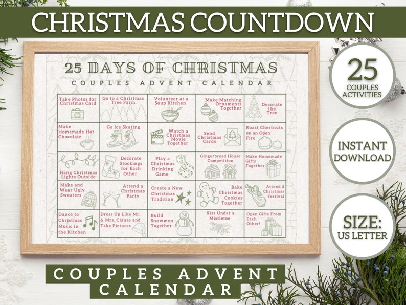 25 Days of Christmas Printable Countdown to Christmas Advent Calendar ...
