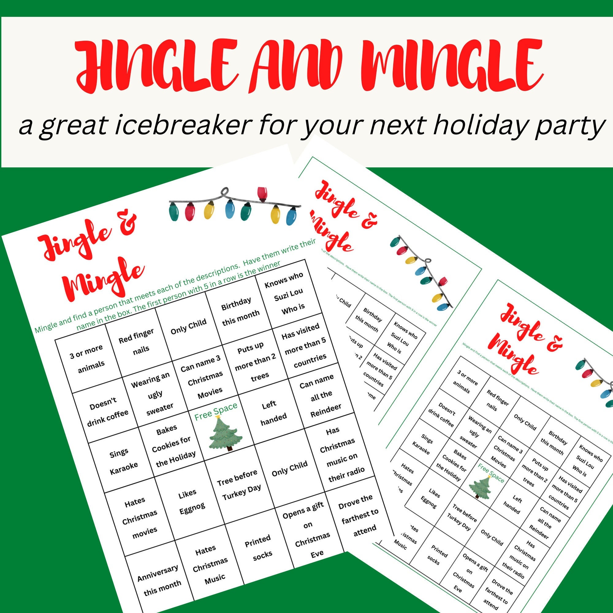 Jingle and Mingle Holiday Icebreaker Game. Holiday Party Game, Fun ...