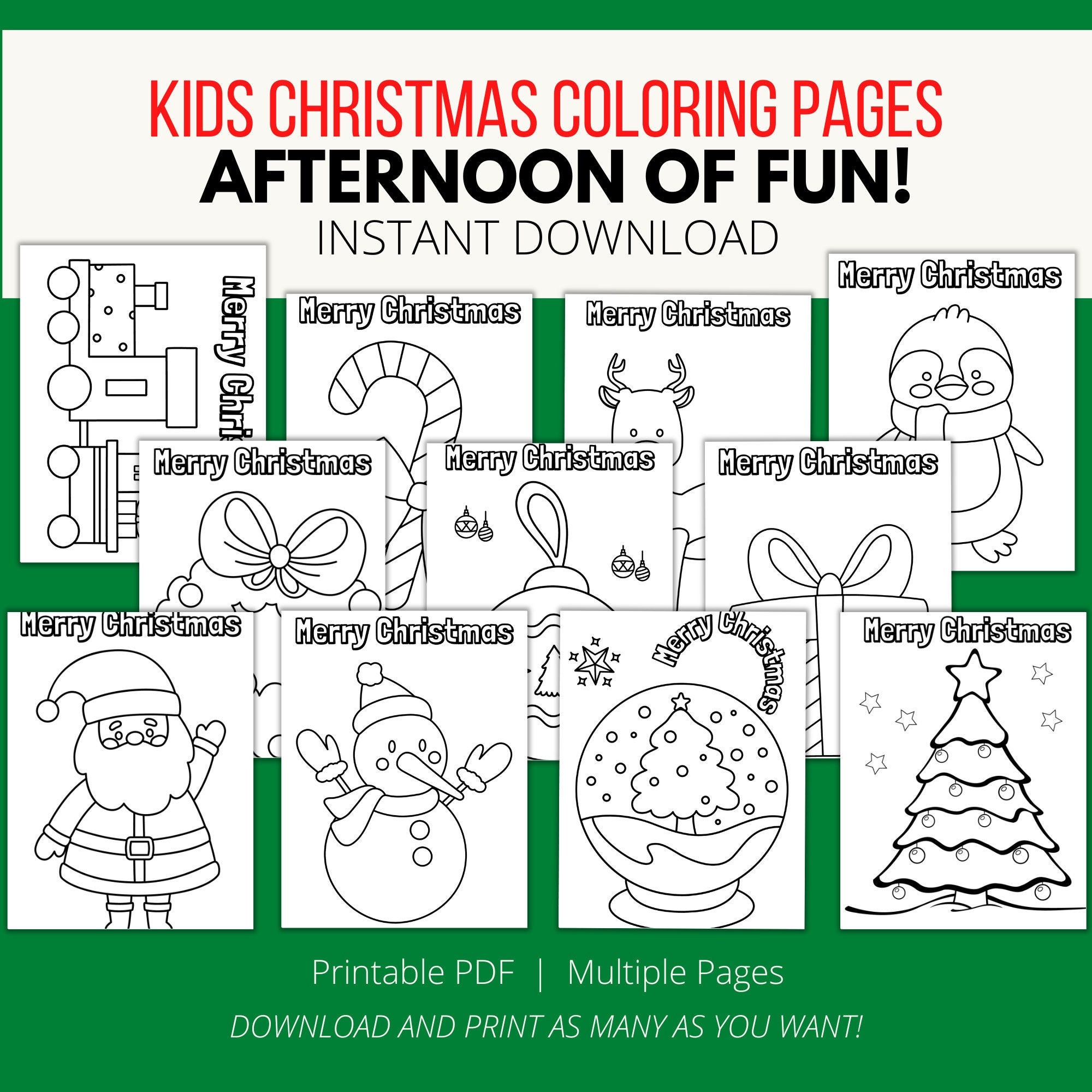 Kids Christmas Coloring Pages, Kids Christmas Printables, Christmas ...