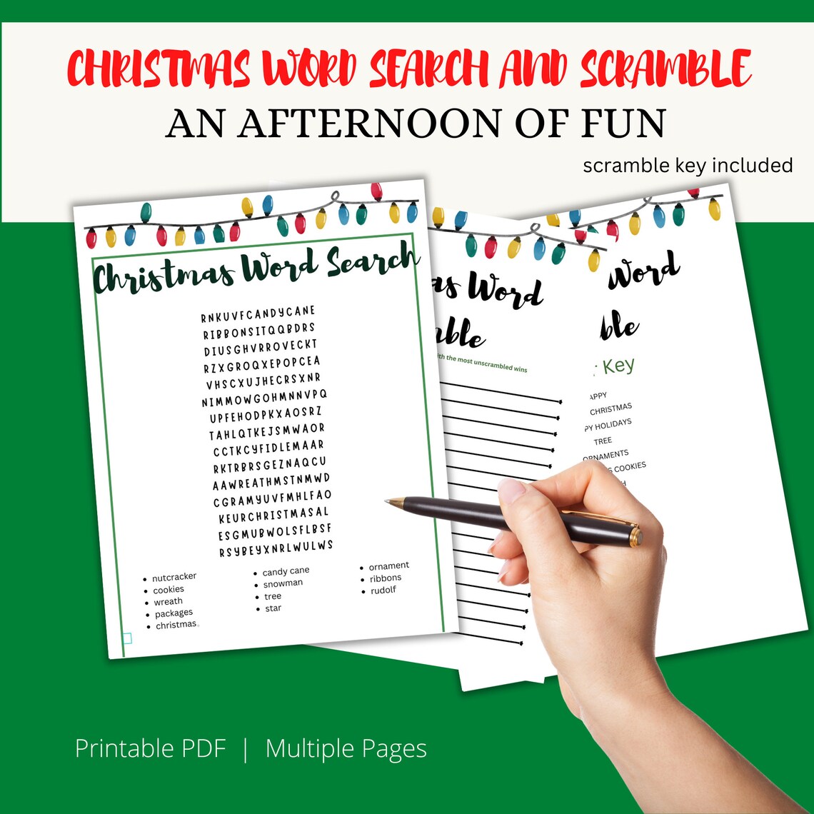 Christmas Word Search and Scramble, Christmas Party Games, Kids ...
