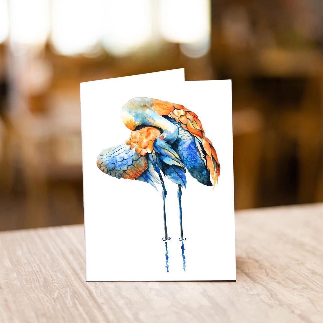 Preening Crane Card - Archival Watercolor Greeting Card - Etsy